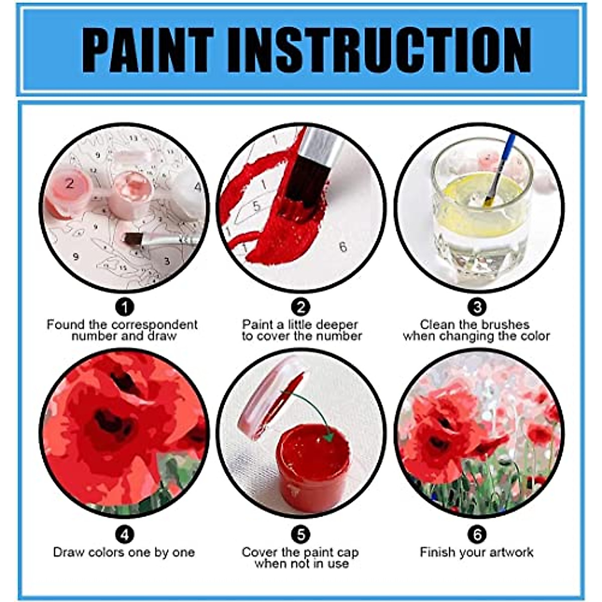 AOSGEDY 6 Pack Paint by Numbers,Paint by Numbers for Adults Kids Beginner, Adult Paint by Number DIY Landscape Oil Painting for Home Wall Decor 12X16 Inch