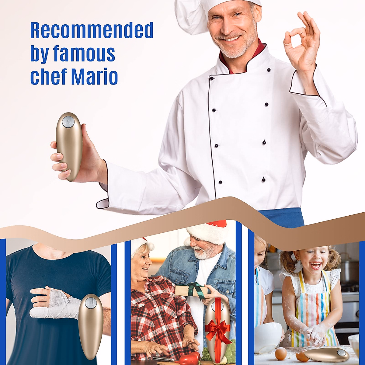 Electric Can Opener - Open the Cans in One Click, Handheld Automatic Can Opener for Almost Size, Smooth Edge Food-Safe Electric Can Openers for Chefs, Arthritis and Seniors, Best Kitchen Gadget