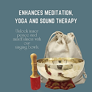 CRAFTSTRIBE 10" Handmade Crown Chatra Tibetan Singing Bowl Meditation Healing Bowl With Mallet And Silk Cushion