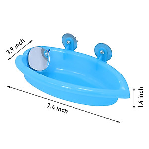 Wontee Bird Bath Box with Mirror Portable Parrot Hanging Bathroom Bathing Tub for Small Birds Cleaning Supplies