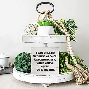 I Can Only Do 10 Things at Once Wood Box Sign Rusitc Wooden Box Sign Farmhouse Home Office Desk Shelf Decor (5 X 5 Inch)