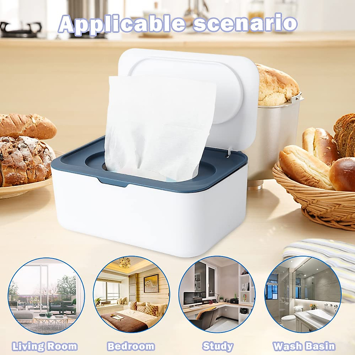 SherryJerryGarry 2 Pack Wipes Dispenser, Baby Diaper Wipes Case with Lids, Wipe Holder for Baby & Adult, Wipe Container with Sealing Design, Keeps Wipes Fresh Non-Slip, Easy Open/Close