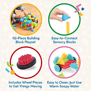 Battat- Bristle Blocks- STEM Interlocking Building Blocks- 112 pc Playset- Developmental Toys for Toddlers & Kid- Basic Builder Set- 2 Years +