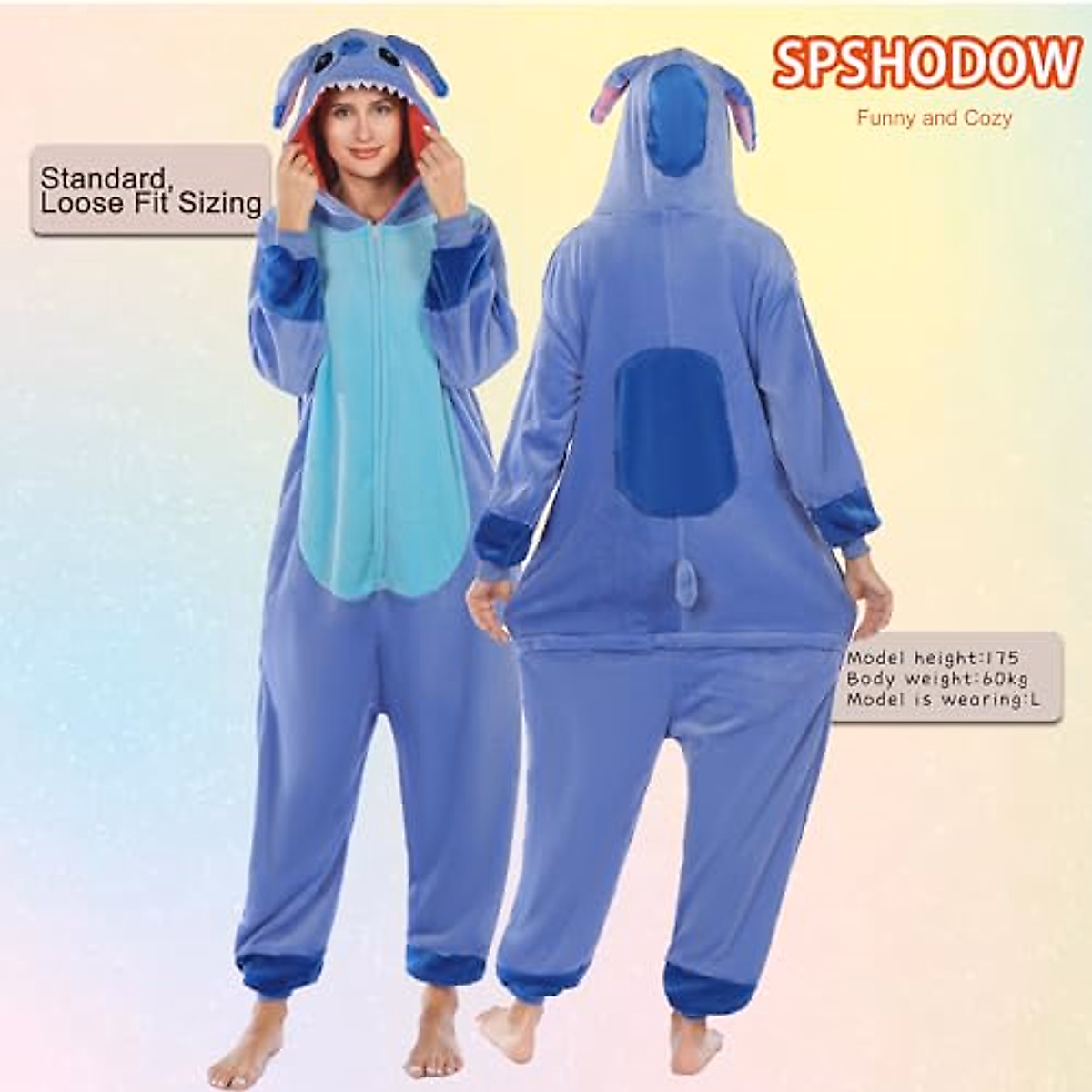 SPSHODOW Unisex Adult Onesie Pajamas,Animal One Piece Flannel Sleepwear Halloween Costume Homewear