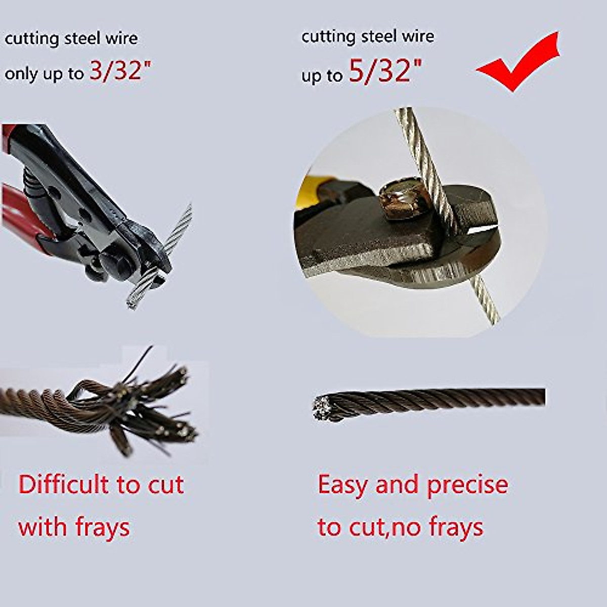 Hetai Heavy Duty Wire Cutters Steel Cable Cutter Wire Rope Cutter Aircraft Bicycle Cable Cutter,Up To 5/32"