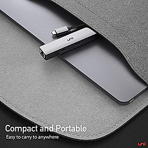USB C Hub, uni 5-in-1 USB C to Ethernet Adapter Hub with 4K USB C to HDMI, 1Gbps Gigabit Ethernet Port, 3 USB 3.0 Ports (Aluminum Shell, Nylon Braided Cord) for MacBook Pro, iPad Pro, XPS and More