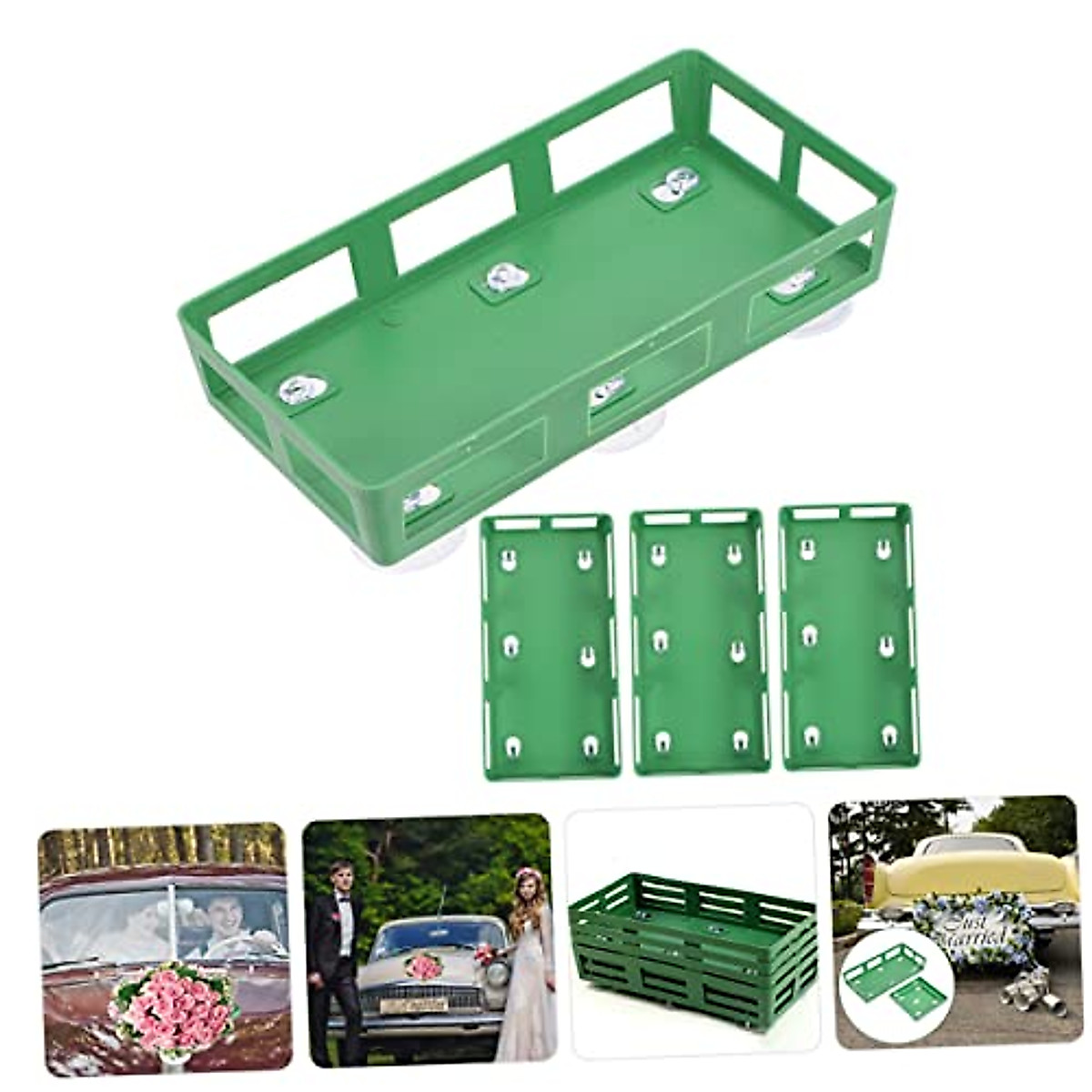 Garneck 4pcs Six-Claw Suction Cup for Wedding Car Fresh Flower Cage Flower DIY Stand Flower Cage Frame Wedding Floral Holder Wedding Flower Tray Plastic Florist Supplies Rectangle