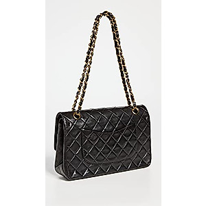 CHANEL Women's Pre-Loved Black Lambskin 2.55 10" Bag, Black, One Size