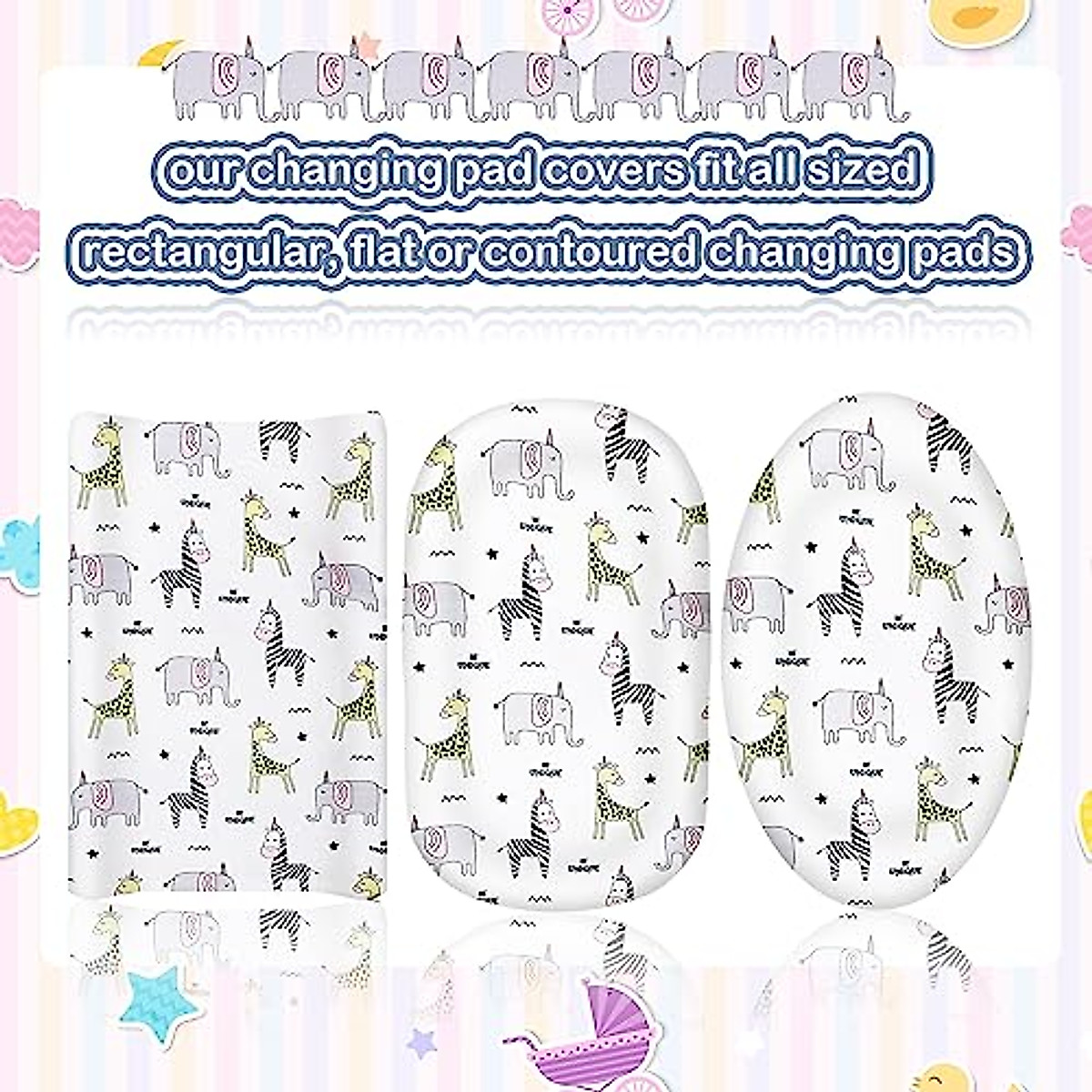 Kinlop 6 Pcs Changing Pad Cover and 6 Pcs Changing Pad Liners for Baby Girls Boys, Changing Table Pad Covers Changing Table Cover Liners Rainbow Boho Animal Woodland Changing Pad Sheets