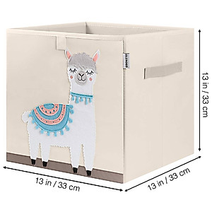 CLCROBD Foldable Animal Cube Storage Bins Fabric Toy Box/Chest/Organizer for Kids Nursery, 13 inch (Llama + Triceratops)