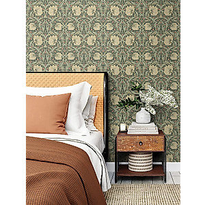 NextWall Pimpernel Floral Peel and Stick Wallpaper (Gardenia & Sage)