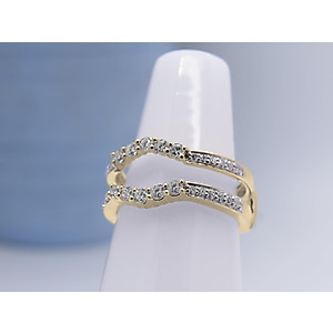 Dazzlingrock Collection 0.50 Carat (Cttw) Round White Diamond Chevron Enhancer Ring for Women in 10K Yellow Gold Size 7