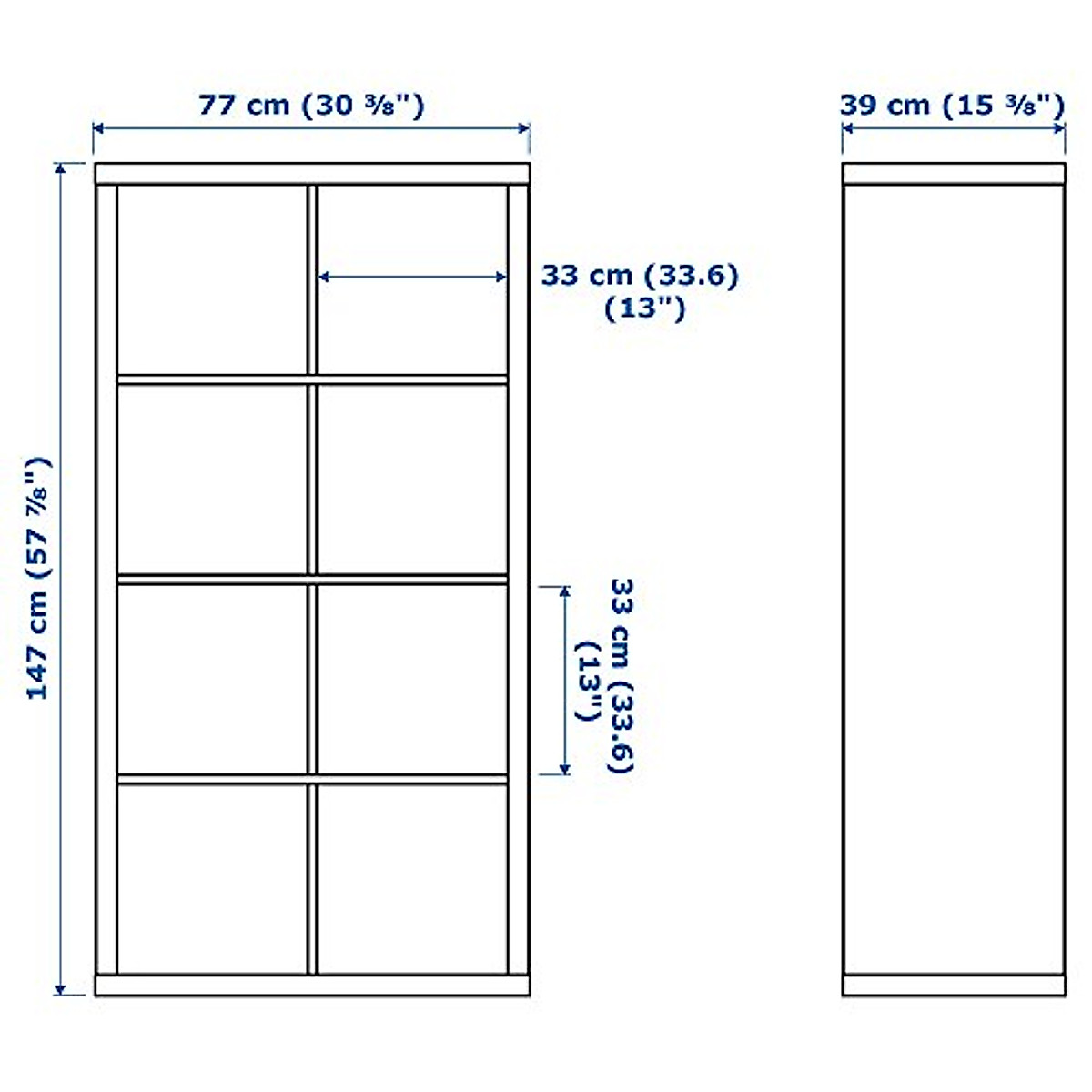 Ikea KALLAX shelving unit white stained oak effect (77x39x147 cm) 8 shelf