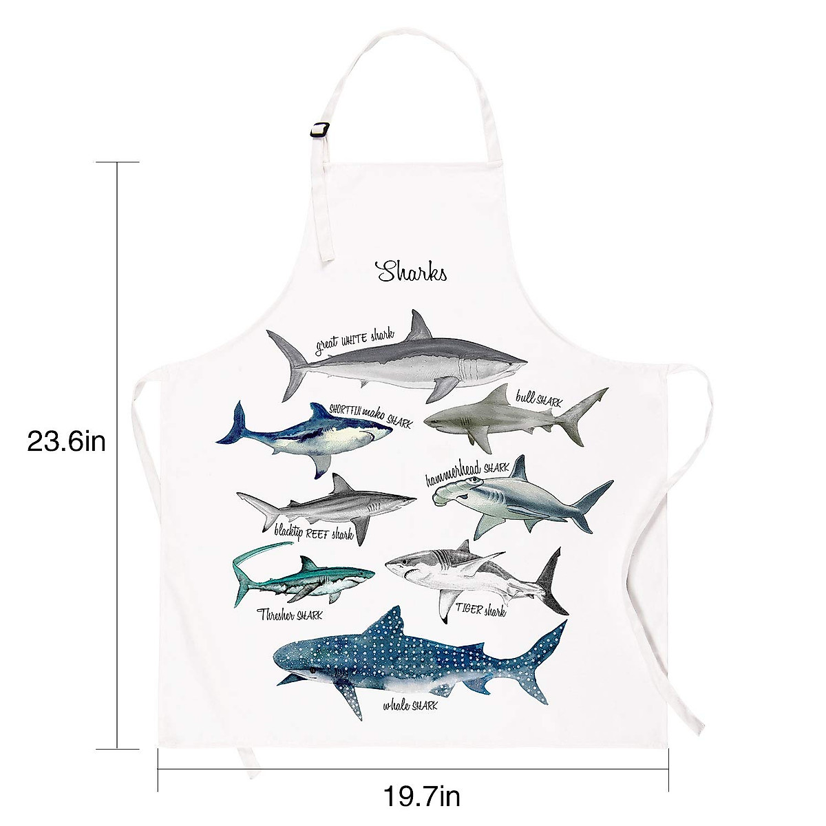 Claswcalor Sharks Apron- Kids Baking Apron-Waterproof Child Apron with Adjustable Neck for Party Cooking Gardening Painting Craft