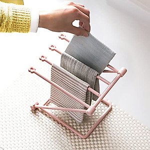 WHZAZGW Home Kitchen Countertop Dishcloth Drying Rack Foldable Kitchen Rag Rack, Towel Bar Rack, Desktop Waterlogging Rag Holder
