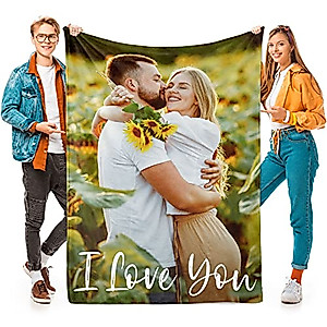 EastArts Custom Blankets with Photo, Personalized Photo Blankets Using My Own Photo, Customized Blankets with Picture, Personalized Gifts for Women Men, Personalized Couples Gifts for Valentines Day