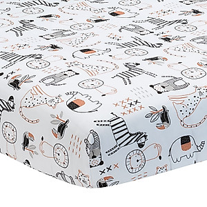 Lambs & Ivy Patchwork Jungle Cotton Fitted Crib Sheet, Multicolor, (718006B)