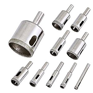 LepoHome 10 PCS Hollow Core Drill Bit Set for Ceramic, Glass, Porcelain Tile Diamond Hole Saw Tile Set Glass Drill Bit, 1/4 to 1-1/5 Inch