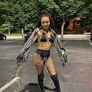 Bounzhi Punk Body Waist Chain Belts Leather Belly Chains Rock Rave Sexy Bikini Body Jewelry for Women and Girls (4)