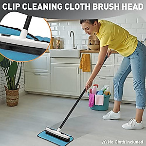 Sunally Rubber Broom Pet Hair Remover, Fur Remover Broom with Squeegee for Fluff Carpet, Hardwood Floor, Tile, Window, Black White, Includes Portable Lint Remover Brush