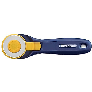 OLFA 45mm Quick-Change Rotary Cutter (RTY-2C/NBL) - Rotary Fabric Cutter w/ Blade Cover for Crafts, Sewing, Quilting, Replacement Blade: OLFA RB45-1 (Navy)