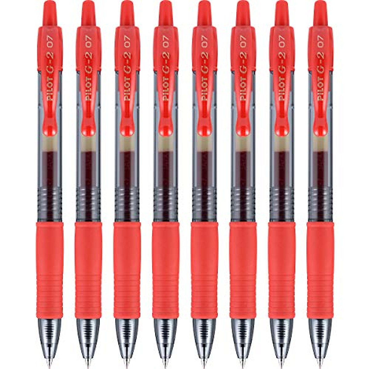 PILOT G2 Premium Refillable and Retractable Rolling Ball Gel Pens, Fine Point, Red, 8-Pack (15304)