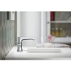 KOHLER 97093-4-CP Hint Widespread Bathroom Faucet with Pop-Up Drain Assembly, 3 Hole 2-Handle Bathroom Sink Faucet, 1.2 gpm, Polished Chrome