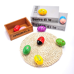 Easter Wooden Egg Shakers Maracas for Party Favors, Classroom Prize Supplies and Percussion Musical Instrument(9 PCS)