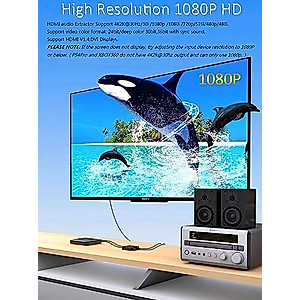HDMI Audio Extractor, 4K HDMI to HDMI Splitter 3.5mm AUX Audio 1080P, Compatable for TV, PC, PS3/4/5, Blu-ray/DVD/HD Player, Projector, Sound System, Xbox, Switch