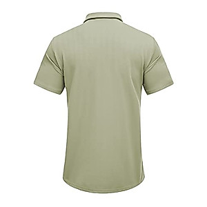 COOFANDY Men's Short Sleeve Button Down Shirt Wrinkle Free Untucked Dress Shirts Summer Beach Fitted Cuban Shirt Green