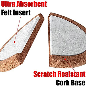 Drink Coasters with Holder, Absorbent Coaster, (6 Pack), Cork Felt Coasters, Coasters for Table Protection, Round Thick Coasters for Drinks, Glasses, Cups, Bar, Housewarming Gift, Light Gray.