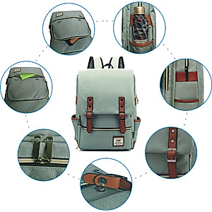 LIZAIDA MENENDEZ Vintage Laptop Backpack for Women Men,Travelling Backpack Casual Daypacks,15.6 Inch College Backpack With USB Charging Port (2-(Light green))