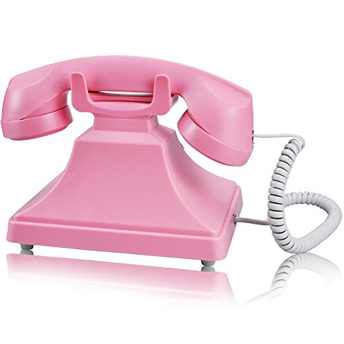 Pink Retro Landline Phone for Home, IRISVO Vintage Phone Old Fashioned Classic Desk Telephone with LCD Screen Display and Redial,Speaker, Push Button Dialing with A Rotary Look (Pink)