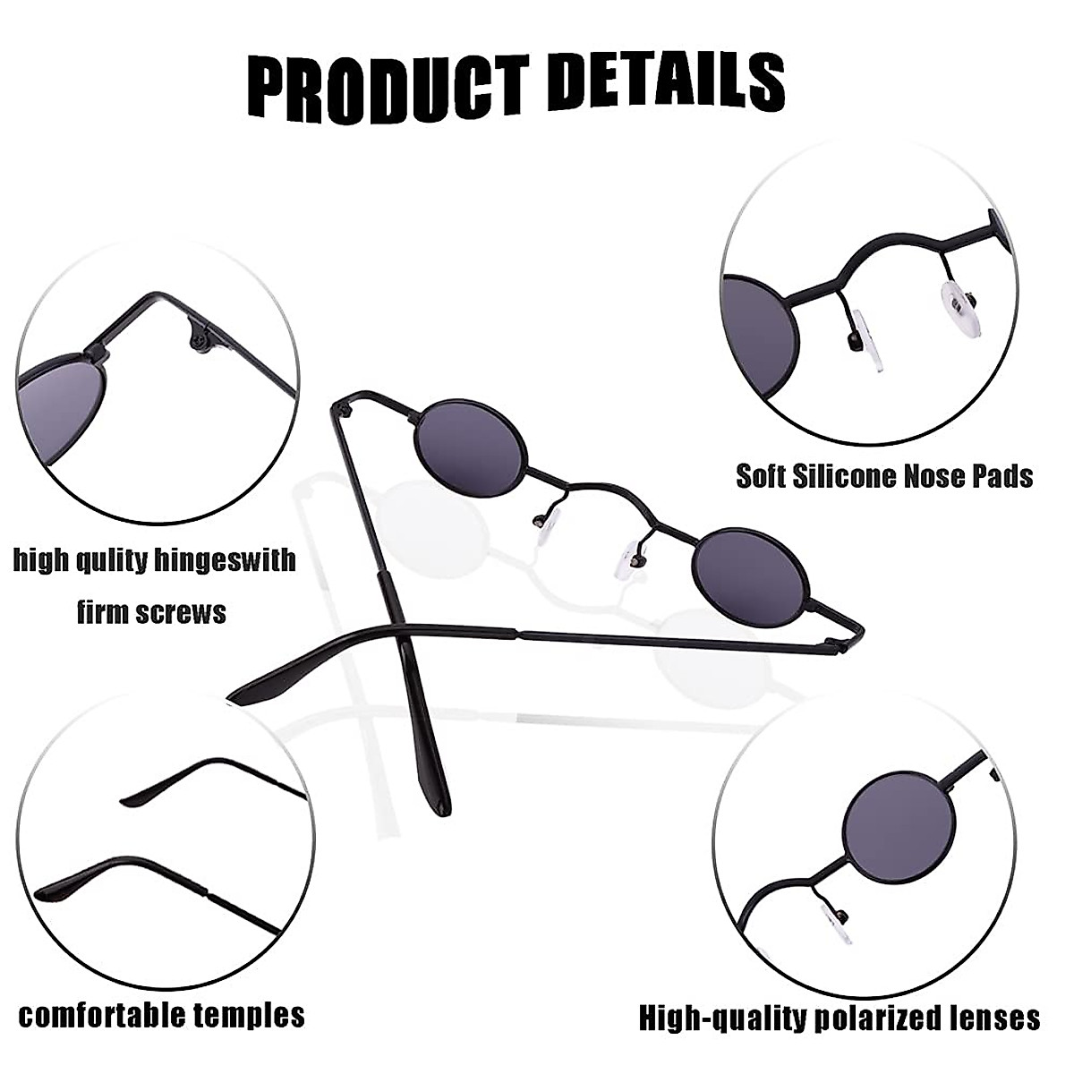 JUFORHQC Retro Glasses Out-of-The-Ordinary Sunglasses with Extremely Small Lenses Unisex