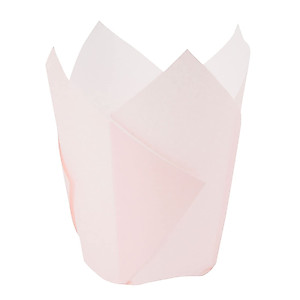 100 Pack Tulip Pink Cupcake Liners, Medium Baking Cups, and Muffin Wrappers, Perfect for Birthday Parties, Weddings, Baby Showers, Bakeries, Catering, Restaurants