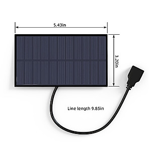 5W Solar Panel，Solar Panel Charger for Rechargeable Battery Powered Surveillance Cam with Micro USB to USB C Input Port for Phone iPad Outdoor Use (Black)