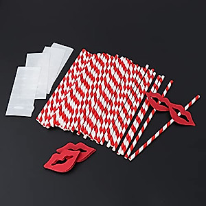 INOOMP 40 PCS Red Lips and Paper Straws Party Drinking Straws Decorative Cocktail for Graduation Party Decoration Supplies