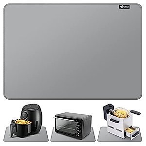 FLASLD Heat Resistant Mat for Air Fryer Site on, Fireproof Silicone Mats for Kitchen Counter, Countertop Protector, No-slip and Waterproof (12"X18", Gray)