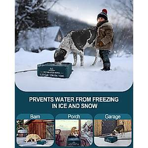 Extra Large Heated Water Bowl for Outdoor Dog & Cat, Outside Heated Dog Bowl Provides Drinkable Water in Winter, Heated Pet Bowl No Freeze Waterer Dish for Rabbit, Chicken, Duck, Squirrel