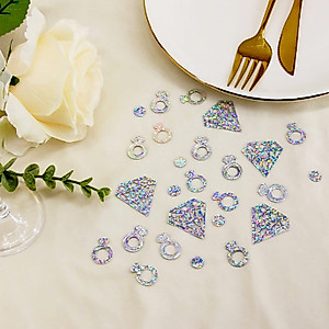 WenmthG 800 PCS Diamond Ring Confetti Bridal Shower Confetti Decorations 60 g / 2.11 oz Silver Bachelorette Party Table Ring Confetti Glitter for Engagement Bridal Shower Valentine Wedding Decoration
