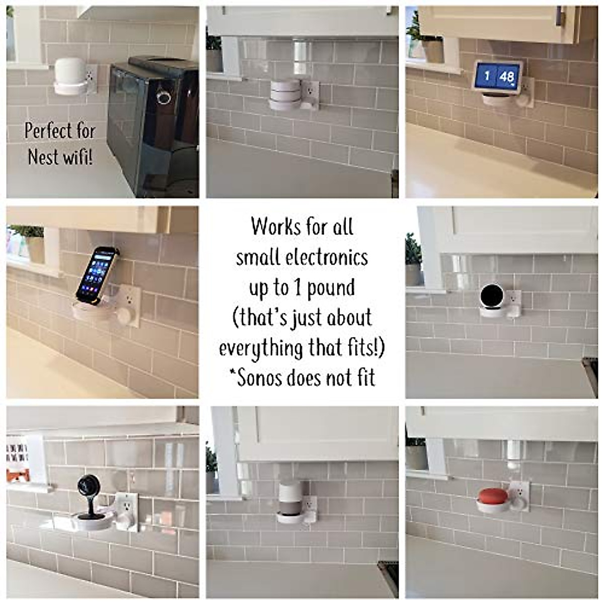 The Easy Outlet Shelf by Mount Genie - Works With All Outlets - 60 Second Install - Hidden Cord Cable Storage - Perfect Google Home Mount, Nest Wifi Mount, for Cameras, Voice Assistants, and More