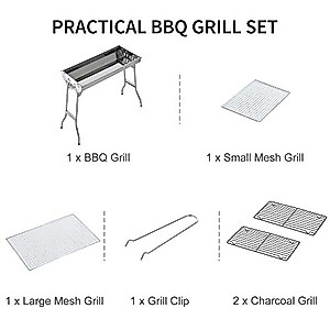 Outsunny 28" Stainless Steel Small Portable Folding Charcoal BBQ Grill Set
