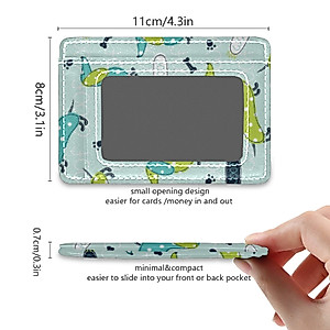 Linomo Thin leather Card Holder and Money Clip Cute Dachshunds Dog Wallet RFID Blocking for Men & Women