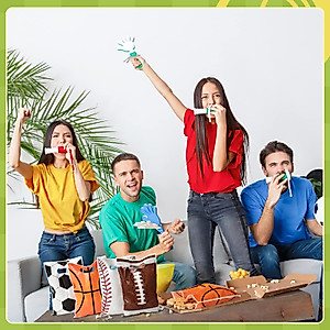 100 Pcs Football Sports Party Favor Bags Soccer Candy Gift Bags, Plastic Goodie Treat Bags Bulk with Handles for Baseball Basketball Theme Event Gift Bag Birthday Supplies Decorations