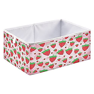 Kigai Strawberry Cube Storage Bins - 11x11x11 in Large Foldable Cubes Organizer Storage Basket for Home Office, Nursery, Shelf, Closet
