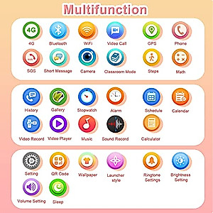 Kids Smart Watch with SIM Card, 4G Kids GPS Watch with Phone Call Text Message WiFi Bluetooth Music Pedometer School Mode Easy-to-Remove Nylon Watch Strap, Wrist Watch for 4-12 Boys Girls