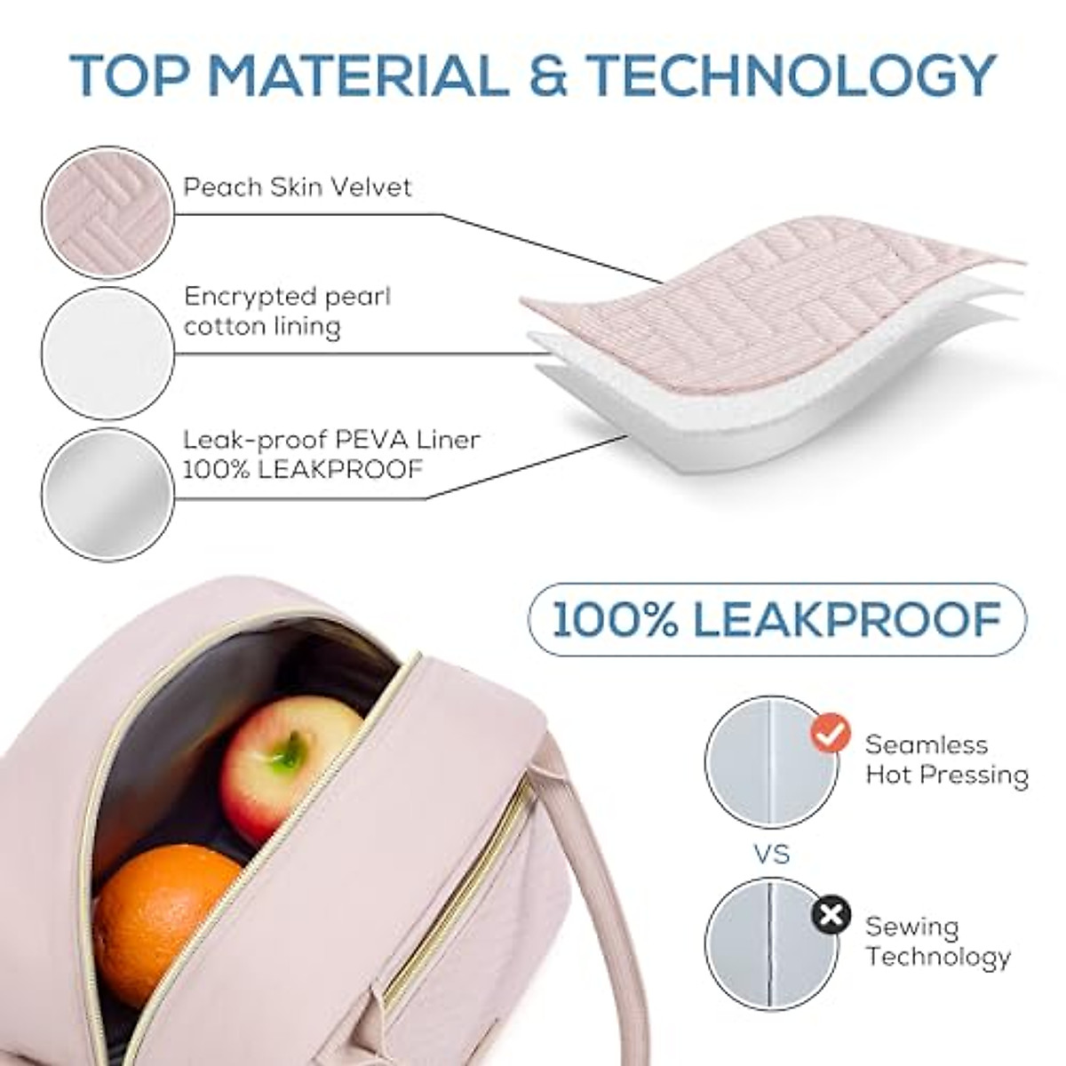 TOURIT Womens Lunch Bag Insulated Lunch Box Cute Lunch Bags for Women, Work, Picnic, Pink