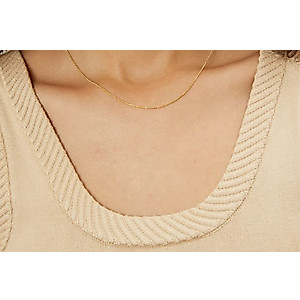 Jewelry Affairs 14k Yellow Real Gold Diamond Cut Bead Chain Necklace, 1.2mm, 18"