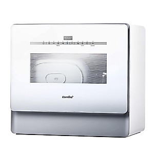 COMFEE' Portable Dishwasher, Countertop Dishwasher with 3 Place Settings, Mini Dishwasher with More Space Inside, 6 Programs, Auto-Open Drying, Touch Control, White