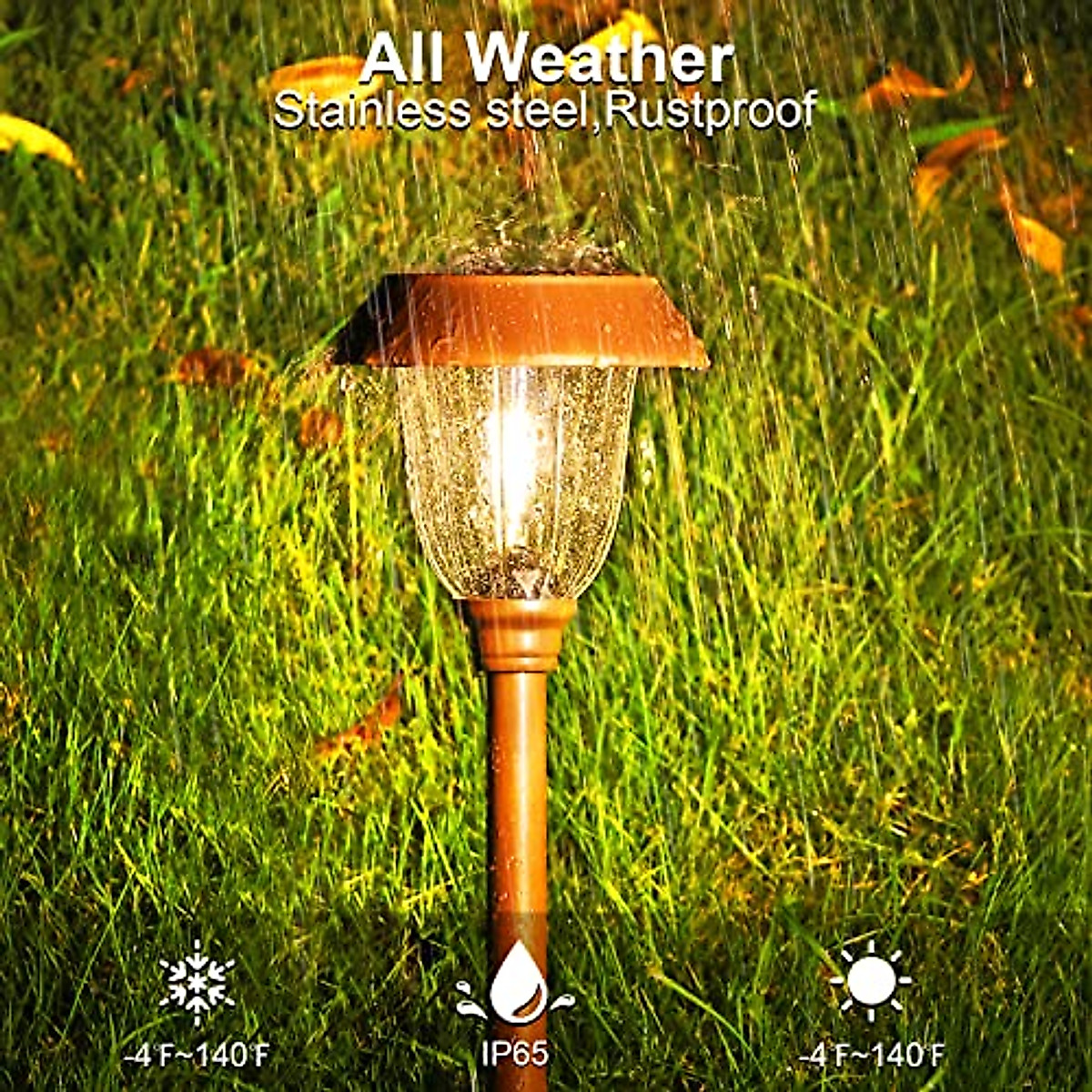 VOLISUN Solar Pathway Lights Outdoor,25 Lumens 6-Pack Solar Outdoor Light,3000K Warm White IP65 Metal and Glass Solar Garden Light Landscape Pathway Light for Walkway Driveway(Adjustable Brightness)